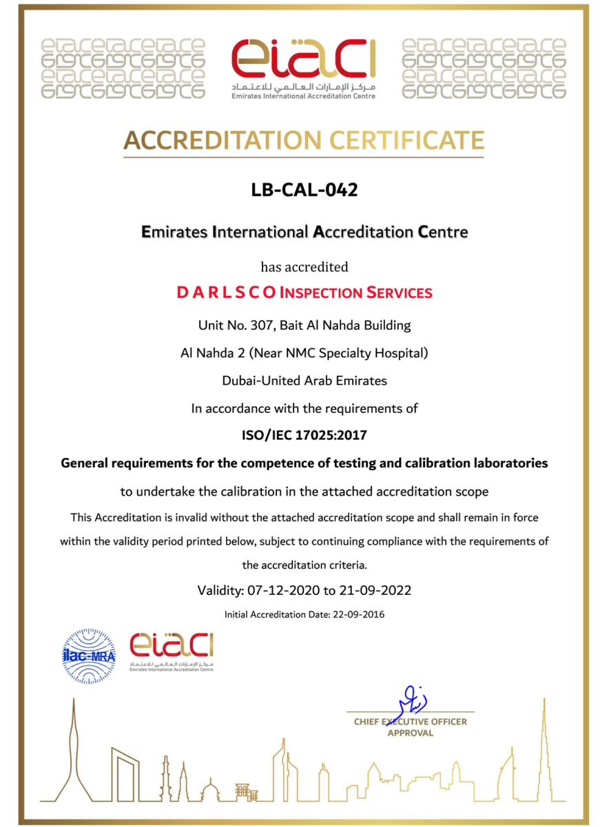 EIAC Accreditation Calibration Laboratories | Darlsco